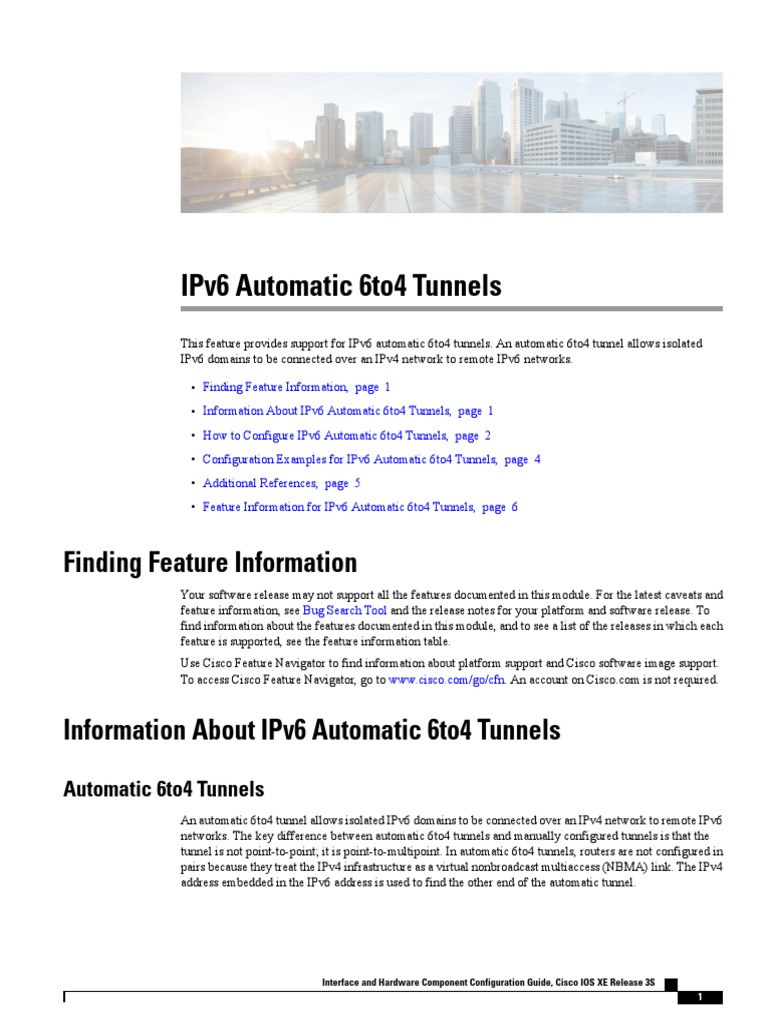 Ipv6 Automatic 6to4 Tunnels: Finding Feature Information | PDF | I Pv6 | Information And ...