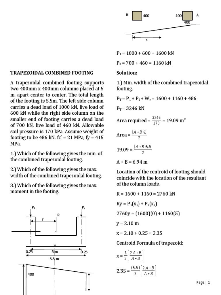 Trapezoidal Combined Footing Design | PDF | Civil Engineering ...