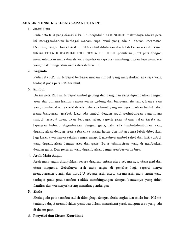 Analisis Unsur Kelengkapan Peta Rbi | PDF