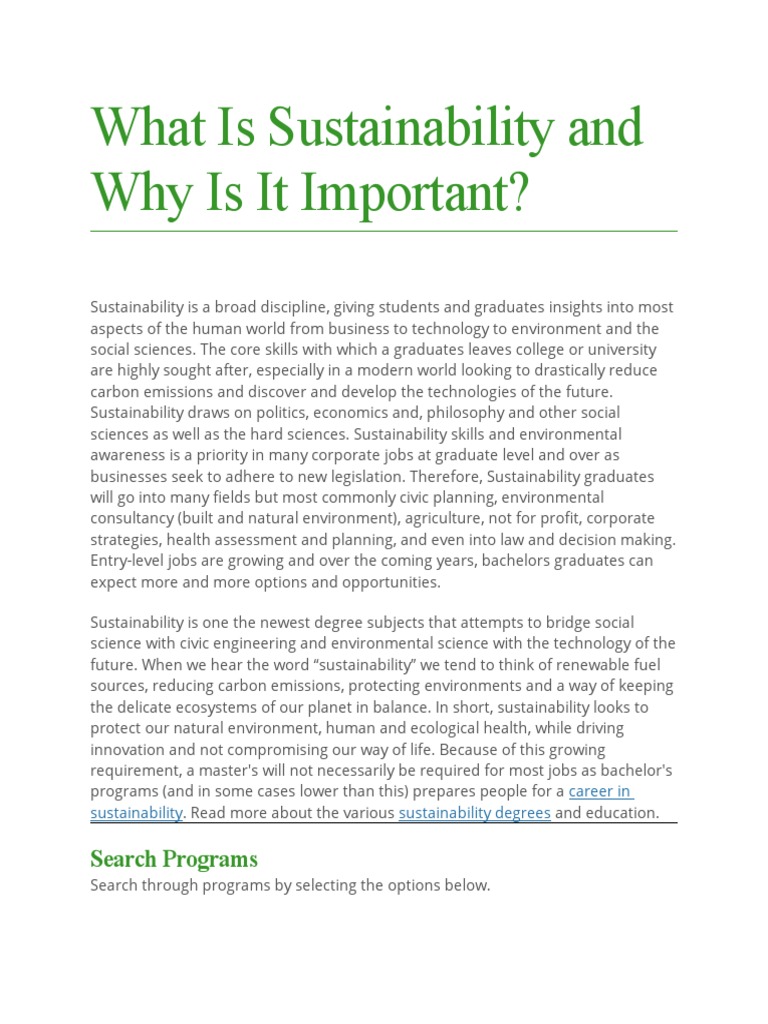 What Is Sustainability and Why Is It Important | PDF | Sustainability ...
