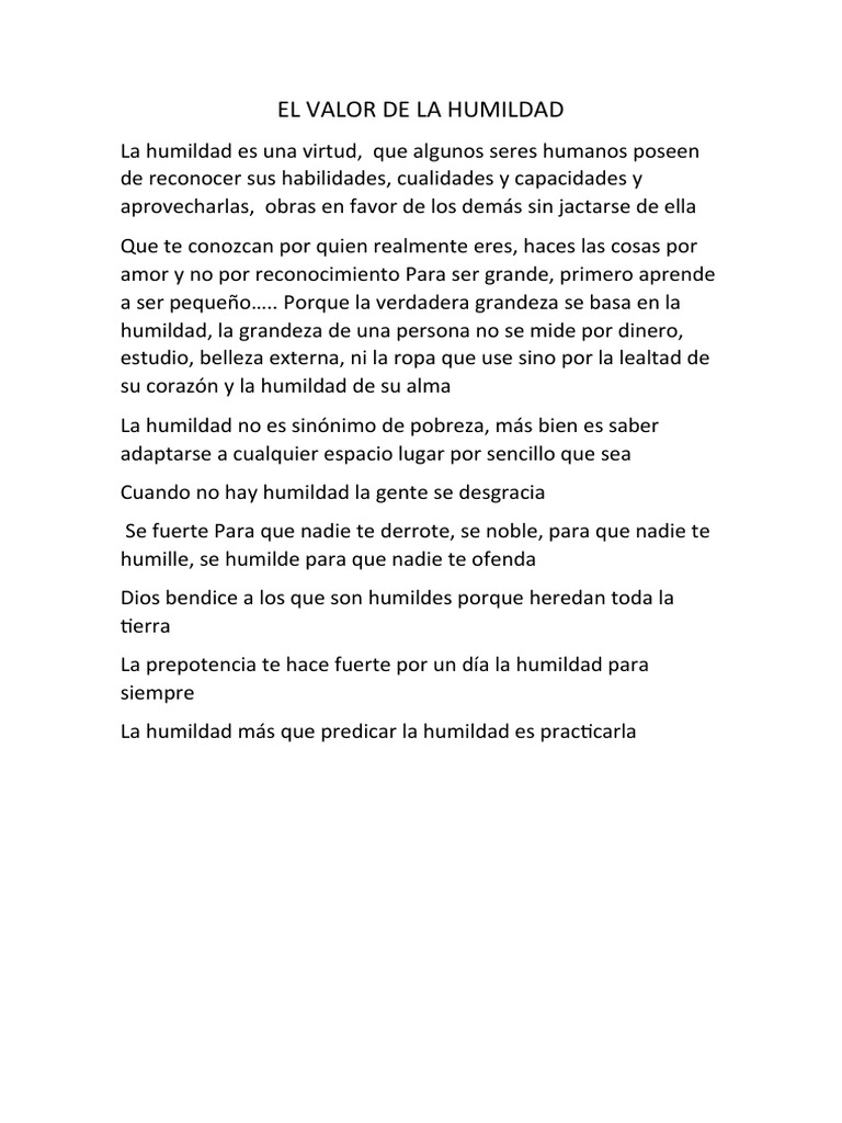 El Valor de La Humildad | PDF