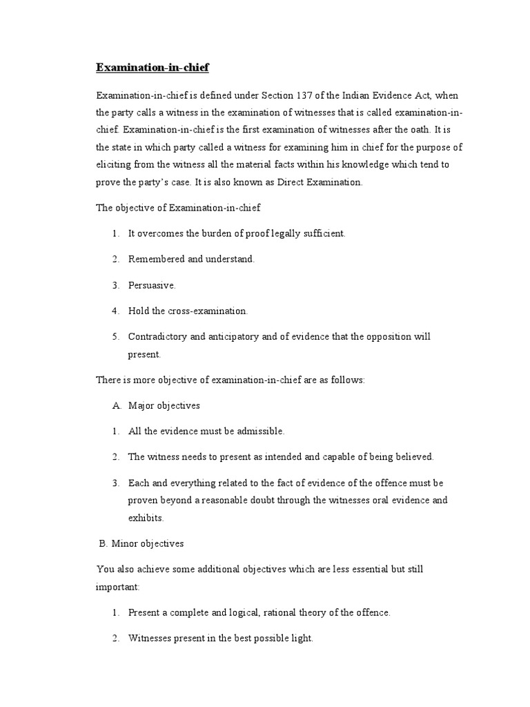Examination in Chief | PDF | Cross Examination | Witness
