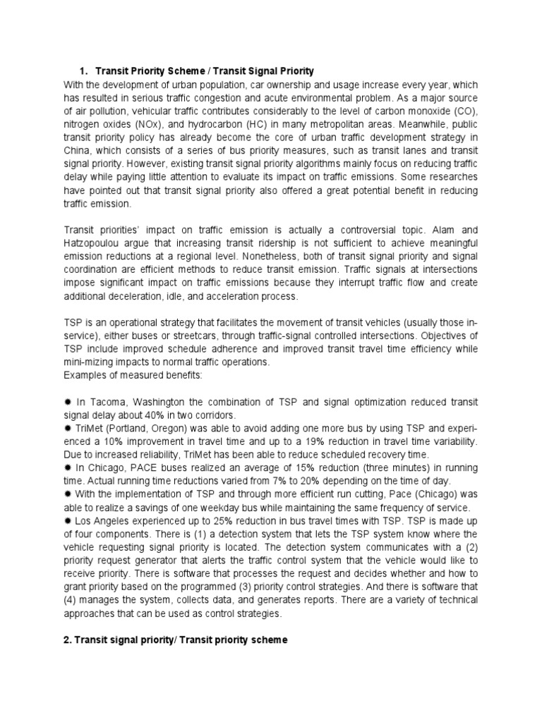 Transit Priority Scheme - Transit Signal Priority | PDF | Traffic ...