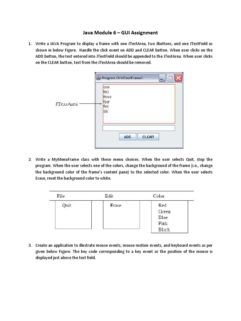 JAVA Module6 GUI Assignment | PDF