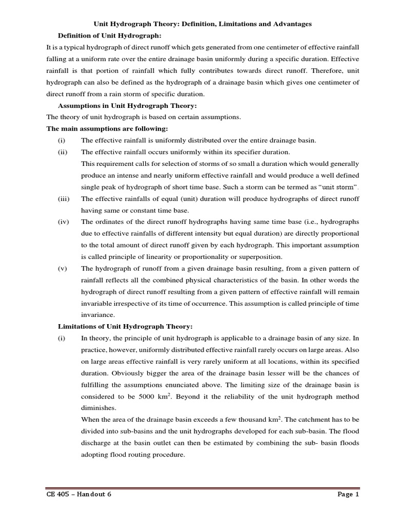 Unit Hydrograph Theory: Definition, Limitations and Advantages ...