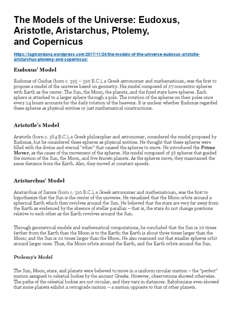 Ancient Universe Models Explained | PDF | Planets | Ancient Science