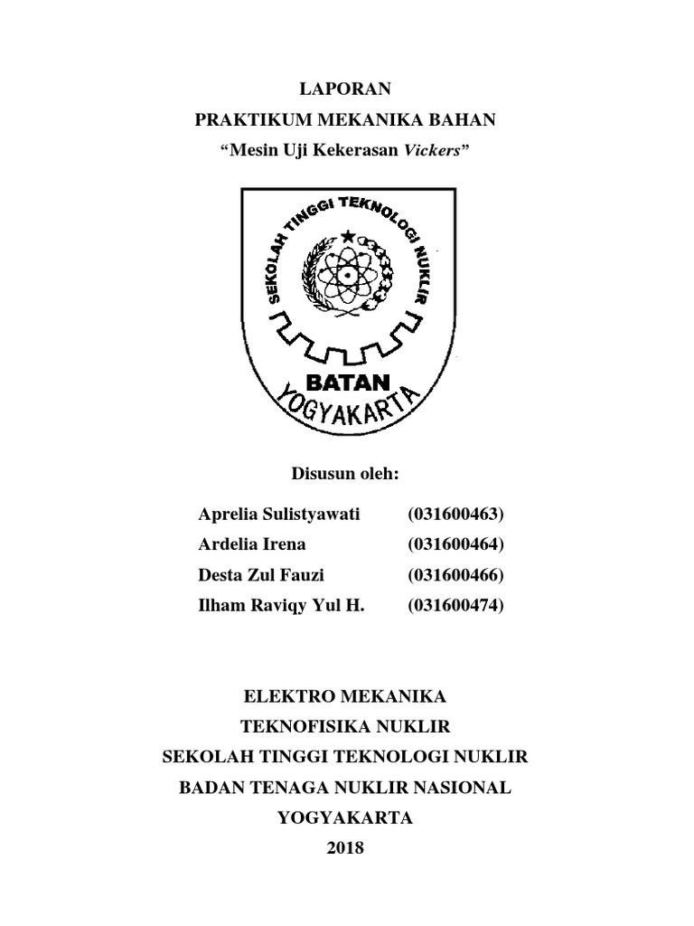 Laporan Praktikum Mekanika Bahan Uji Vickers | PDF
