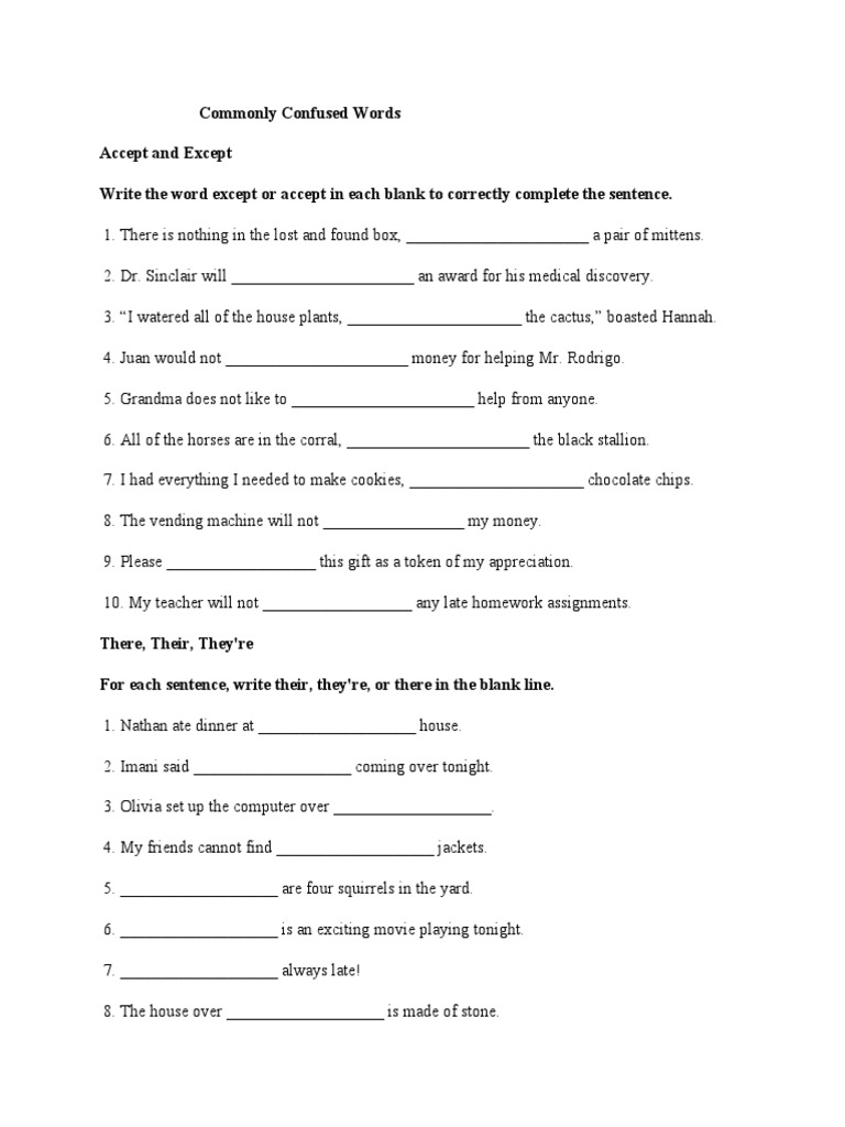 Commonly Confused Words Worksheet | PDF | Foreign Language Studies