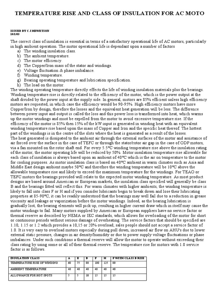 Motor Winding Temperature Class | PDF | Electric Motor | Building ...
