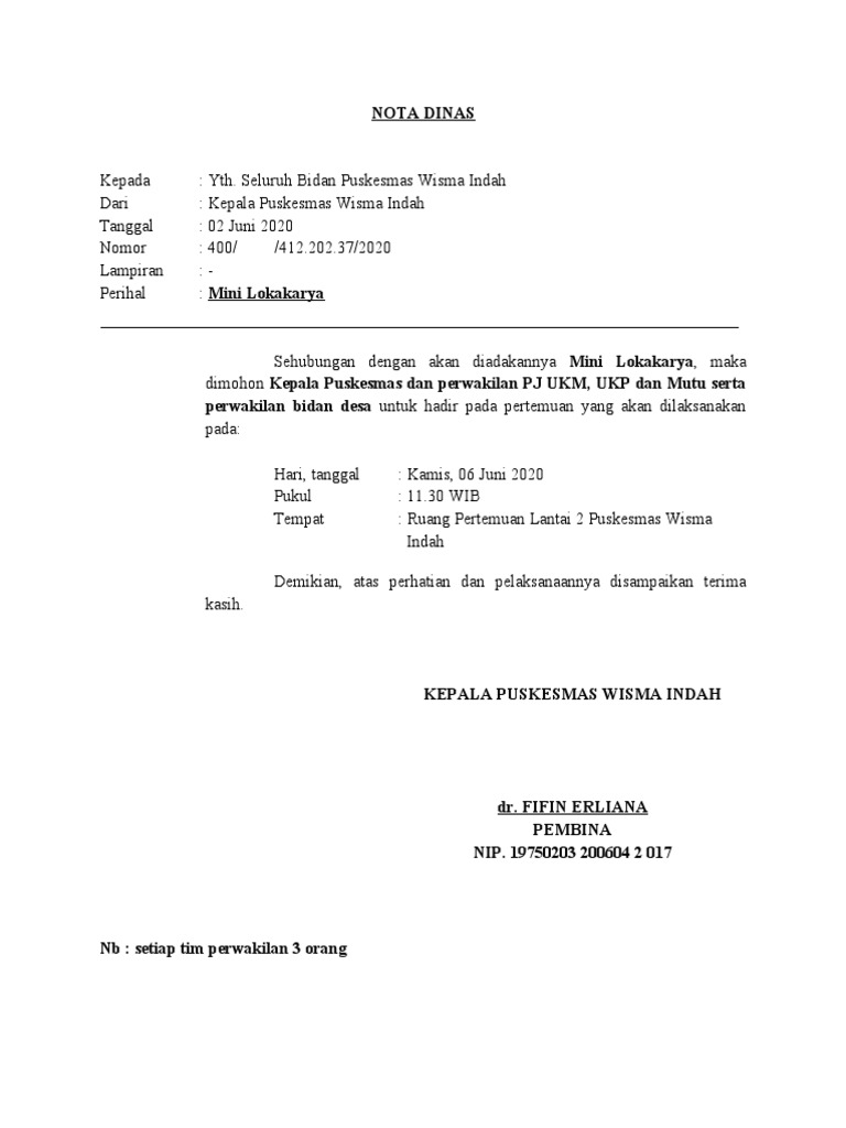 Contoh Format Nota Dinas | PDF