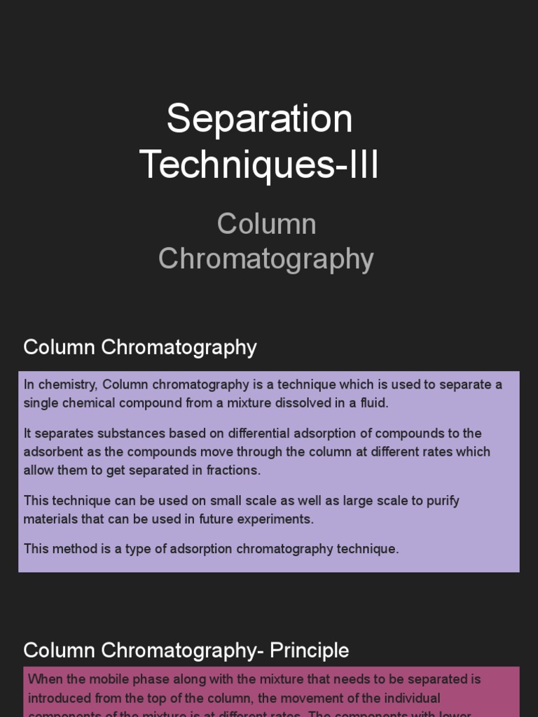 Column Chromatography PDF | PDF | Chromatography | Separation Processes