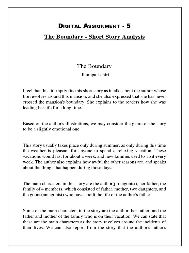 D A - 5 The Boundary - Short Story Analysis | PDF