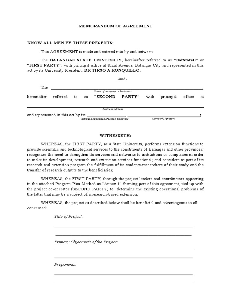 MOA PROFORMA ss2 1 | PDF | Virtue | Common Law