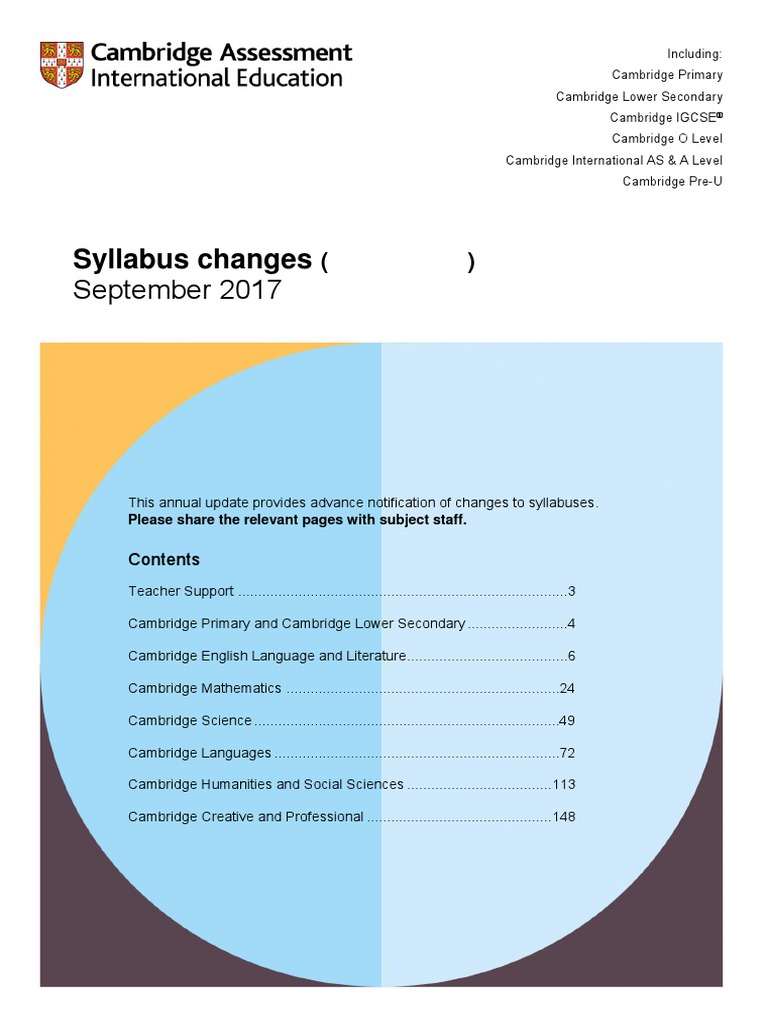 Syllabus Changes International September 2017 PDF | PDF | Educational ...