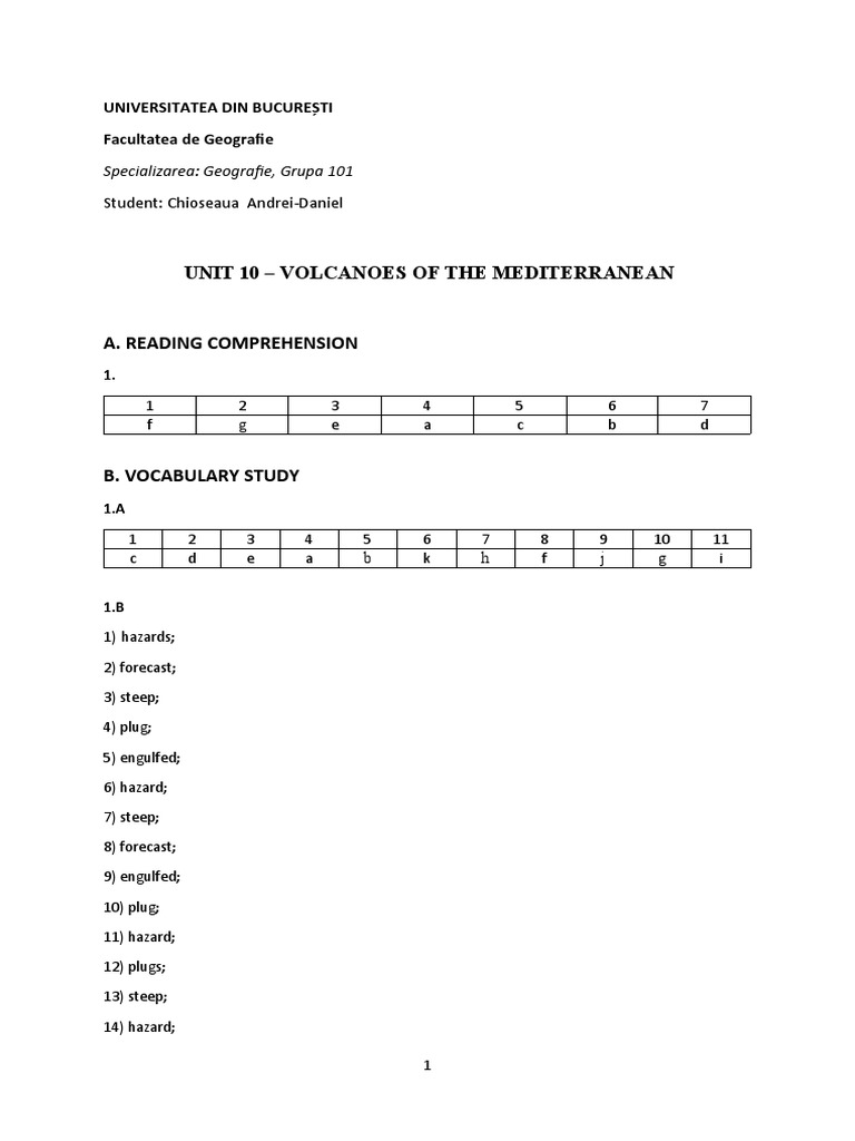 Unit 10 - Volcanoes of The Mediterranean | PDF | Weather | Nature