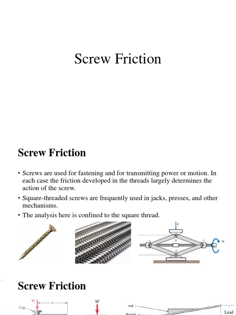 Screw Friction PDF | Download Free PDF | Screw | Equipment