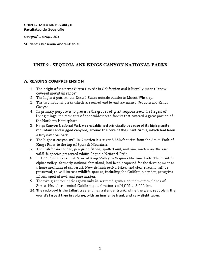 Sequoia and Kings Canyon Overview | PDF | Nature