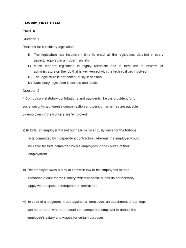 Law 302 - Final Exam Part A | PDF | Strike Action | Employment