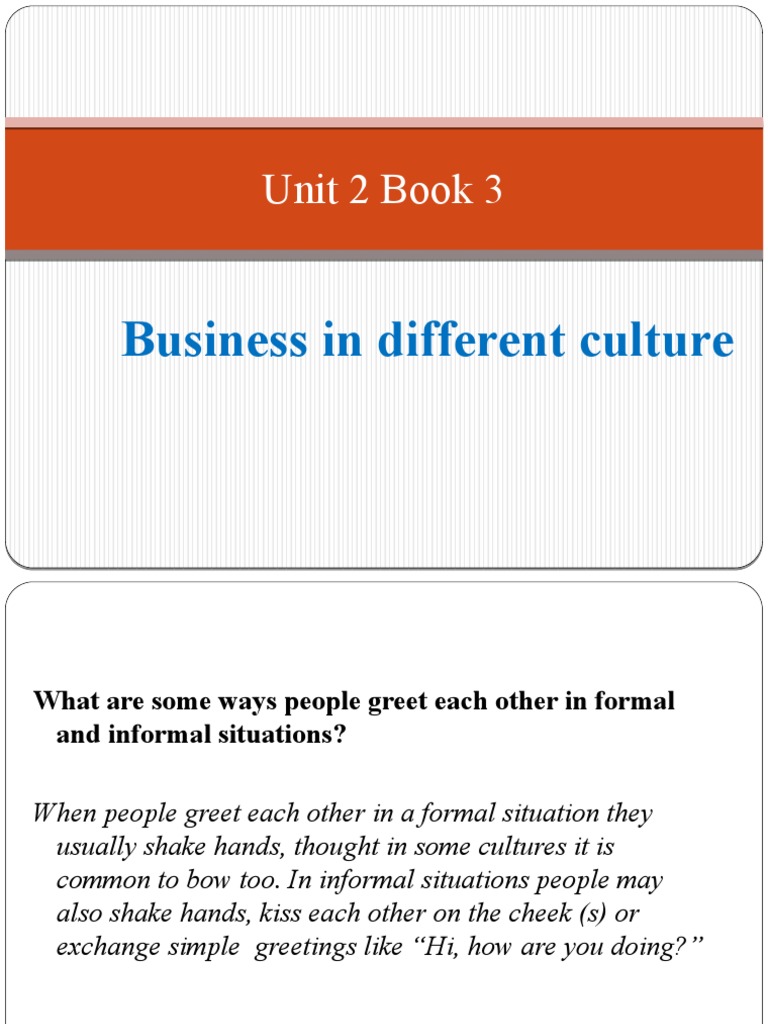 Unit 2 Book 3: Business in Different Culture | PDF