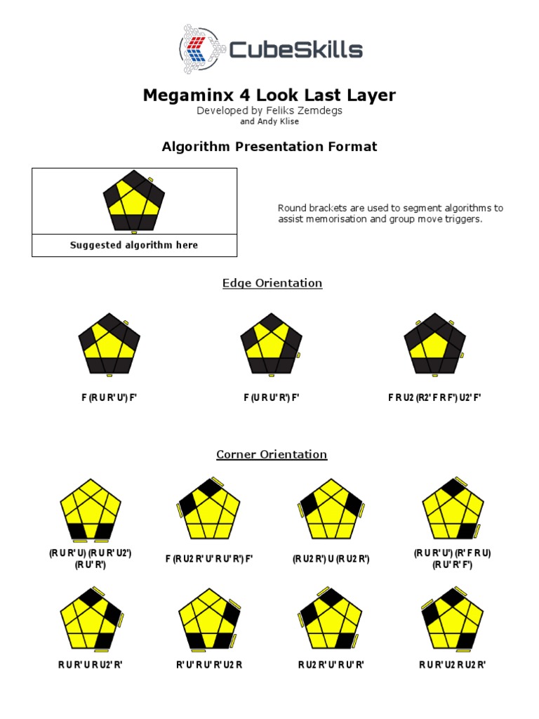 Megaminx 4LLL Algorithms Guide | PDF | Recreational Mathematics | Logic ...