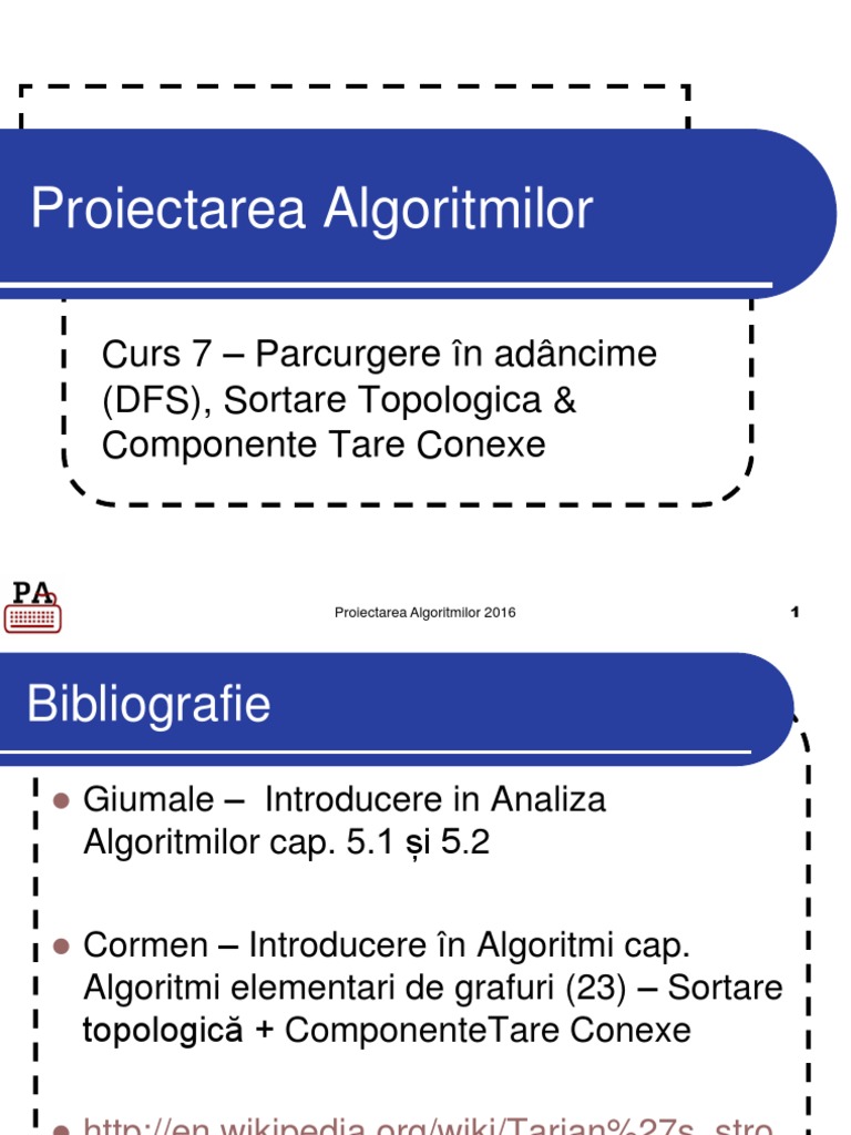 Curs 7 - DFS Sortare Topologica CTC | PDF