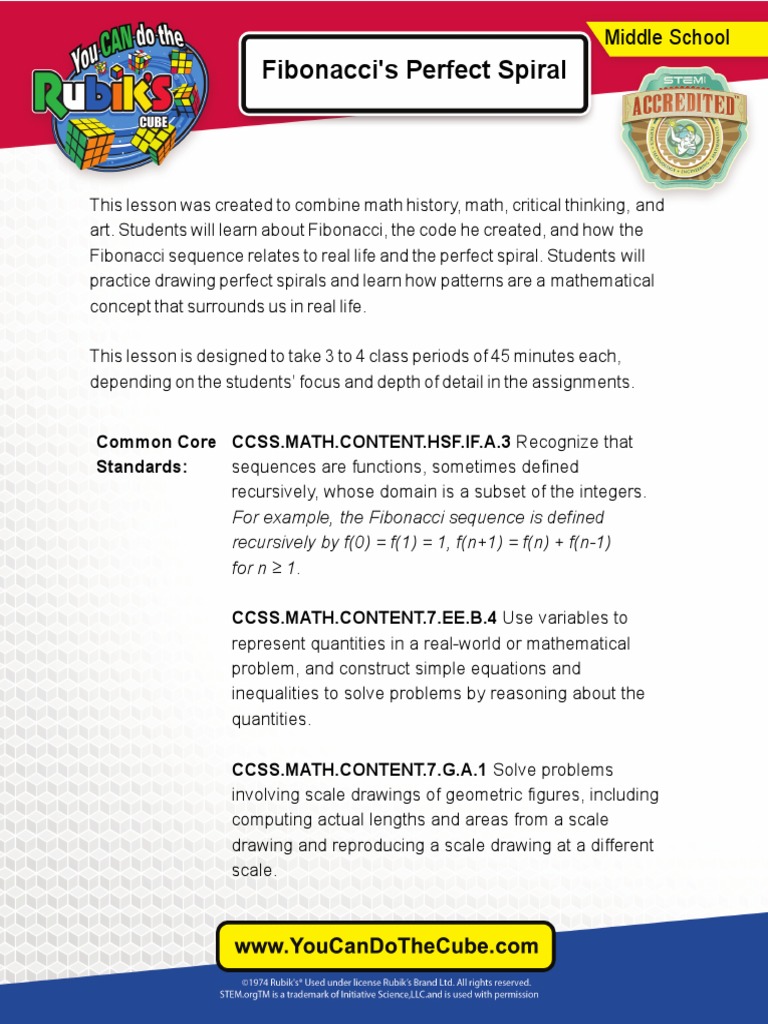 Fibonacci's Perfect Spiral Lesson Plan | PDF | Euclidean Geometry | Space