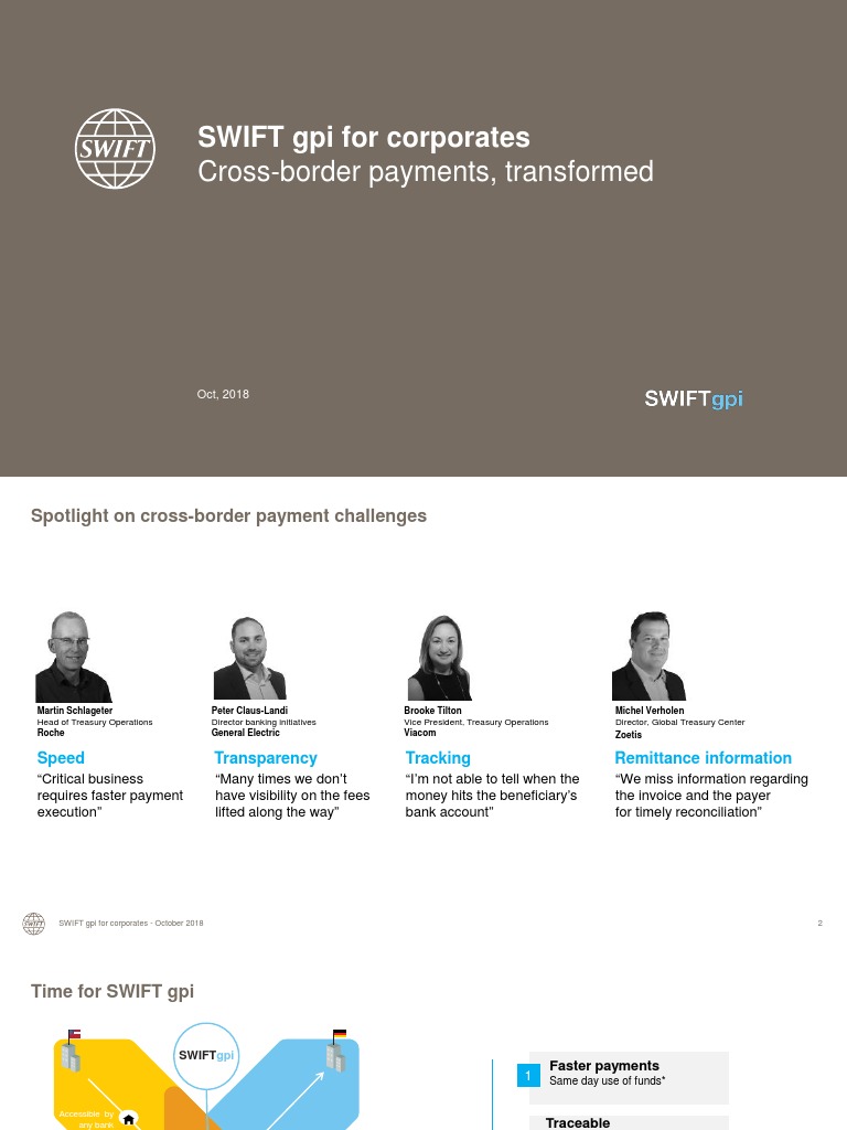 Swift Gpi For Corporates Cross Border Payments Transformed Pdf