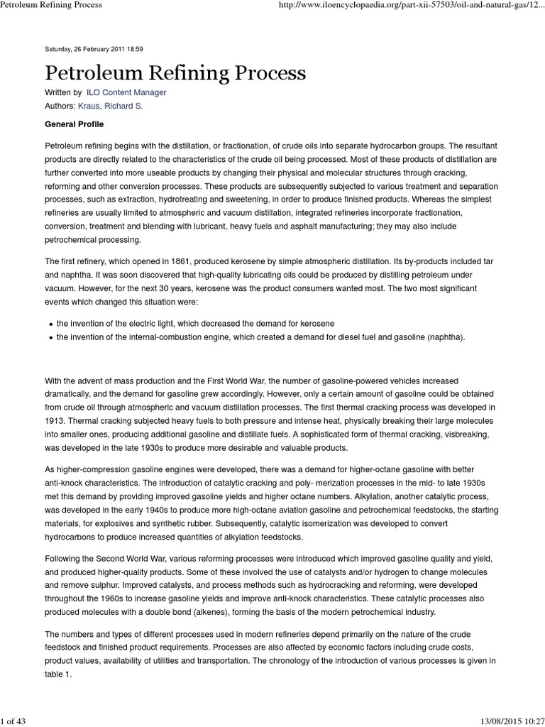 Petroleum Refining Process-1 | PDF | Oil Refinery | Cracking (Chemistry)