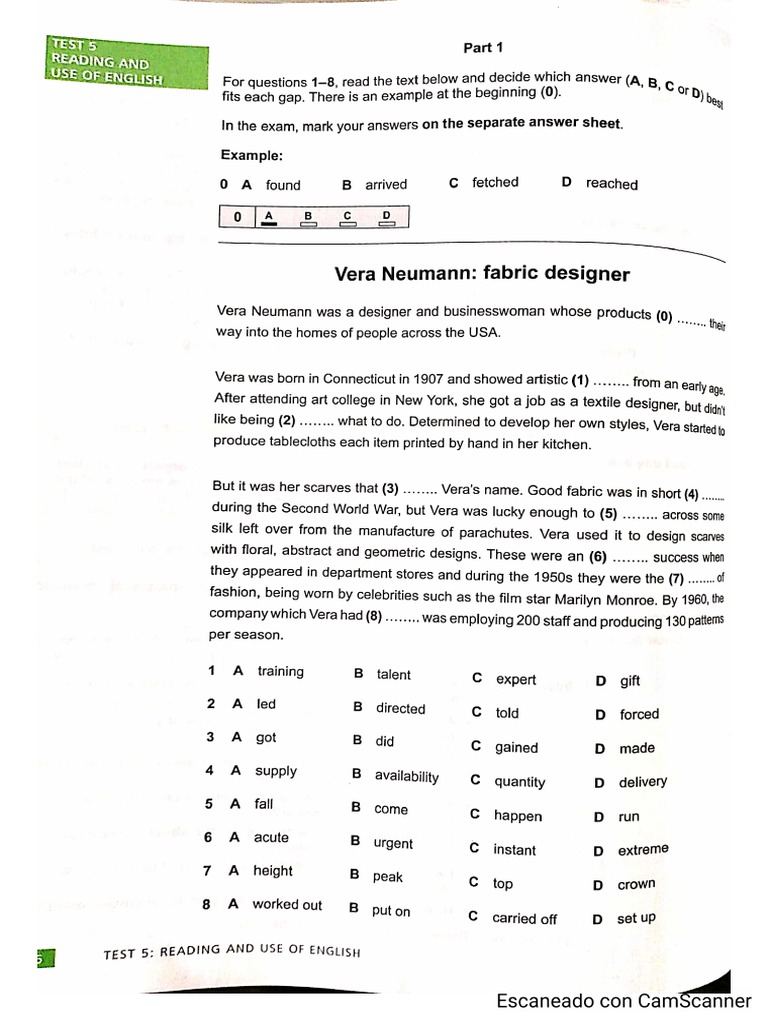 Test 5 Fce | PDF