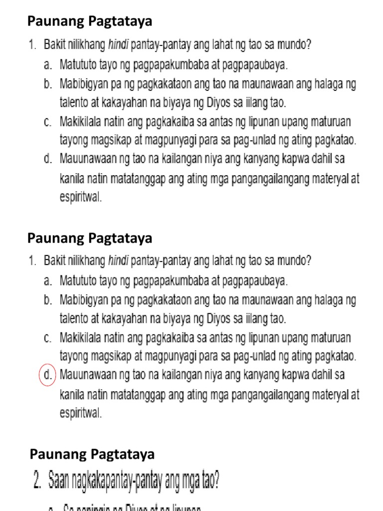 Modyul 8 Paunang Pagtataya | PDF