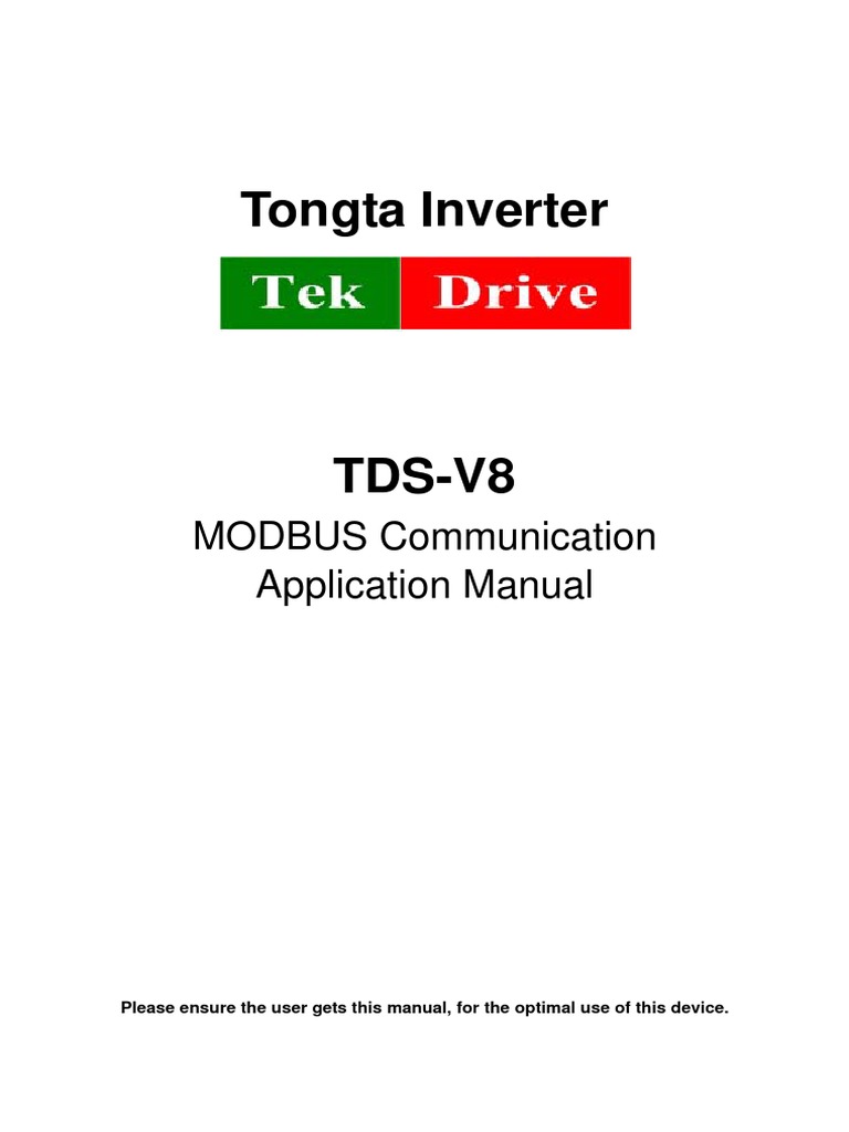 TDS-V8 Modbus Instruction Manual PDF | PDF | Electric Motor | Bit