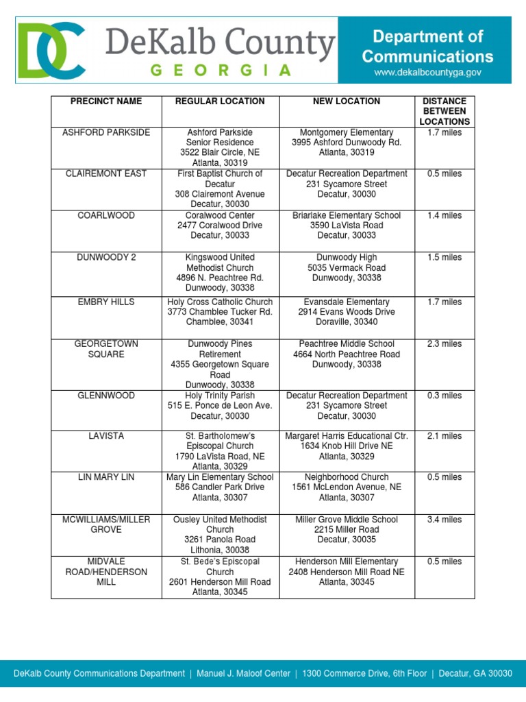 DeKalb County Precinct Changes | PDF | Christian Denominational ...