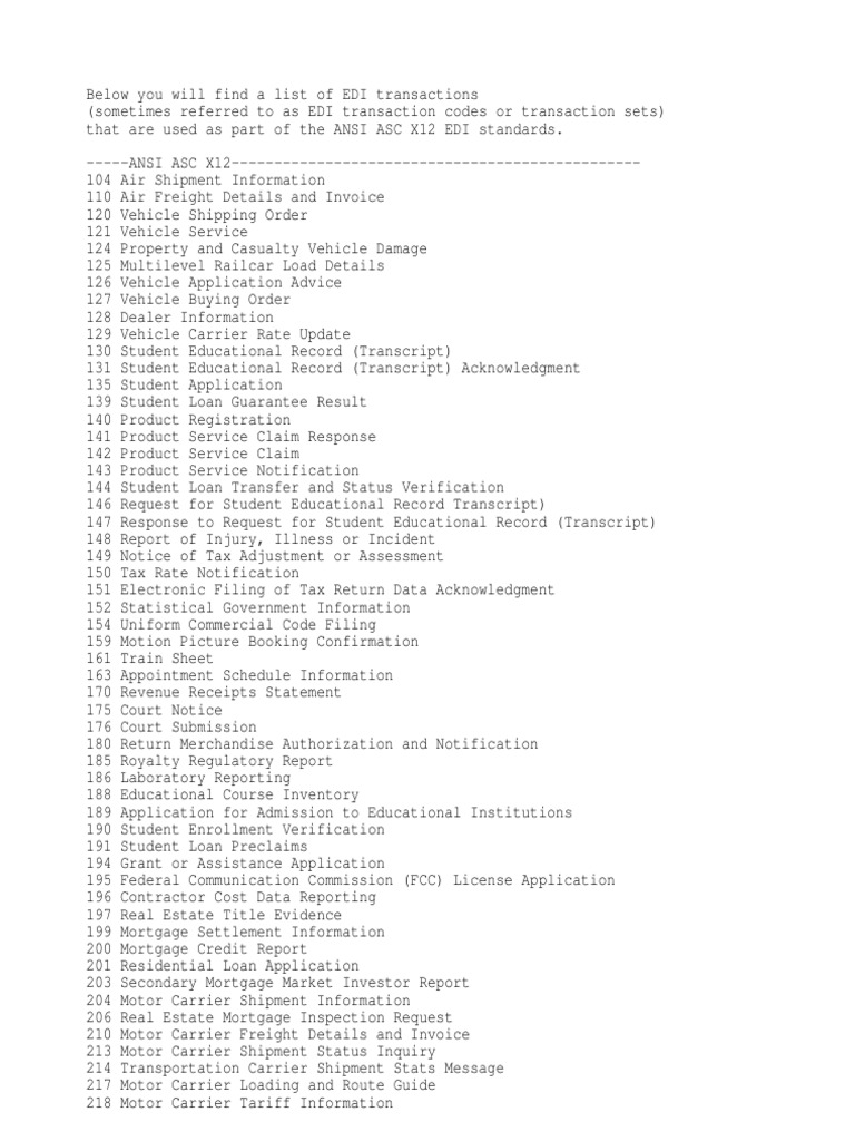 EDI Message Types | PDF | Cargo | Invoice