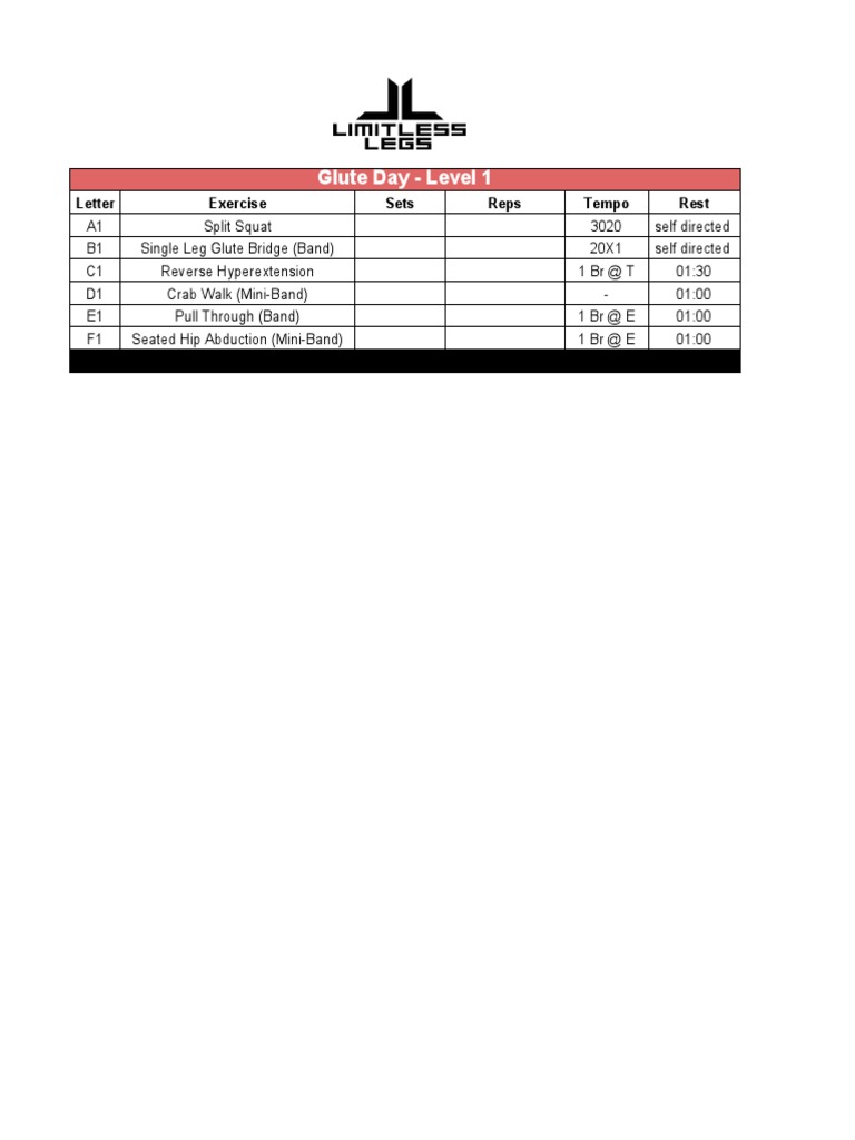 Glute Day - Level 1 | PDF | Anatomical Terms Of Motion | Dance Science
