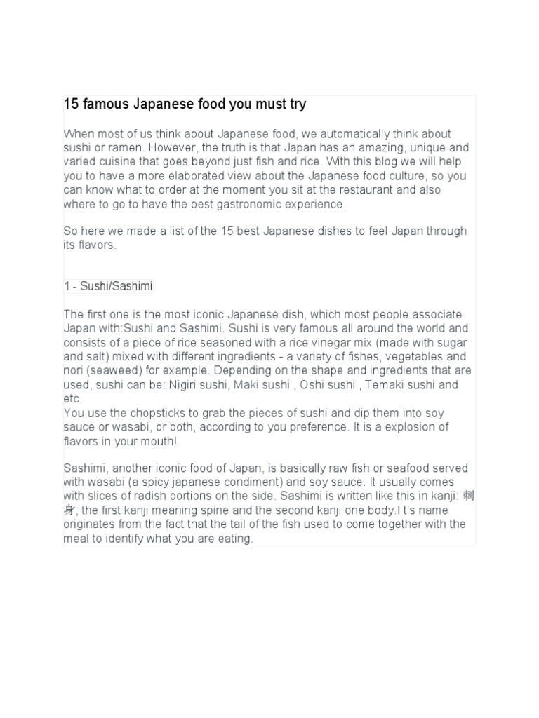 15 Famous Japanese Food You Must Try: 1 - Sushi/Sashimi | Download Free ...