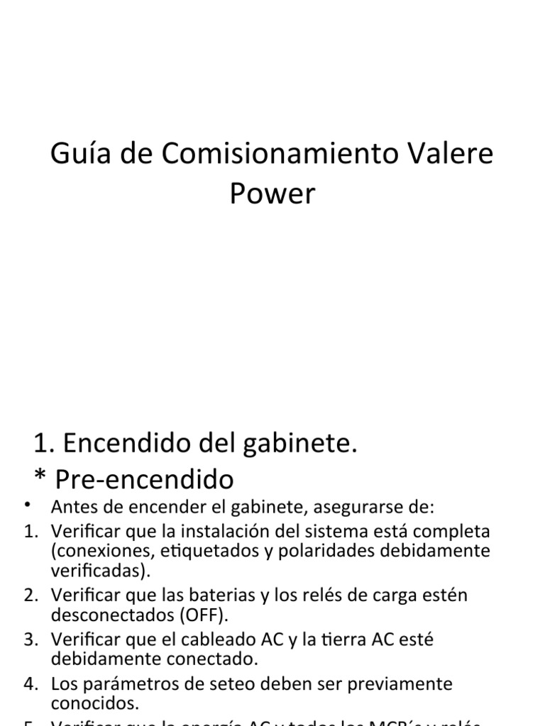 Guía de Comisionamiento Valere Power | PDF | Electrónica | Ingenieria ...