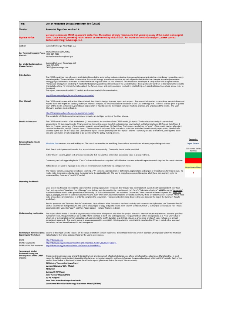 NREL CREST AD Version1.4 | PDF | Depreciation | Expense