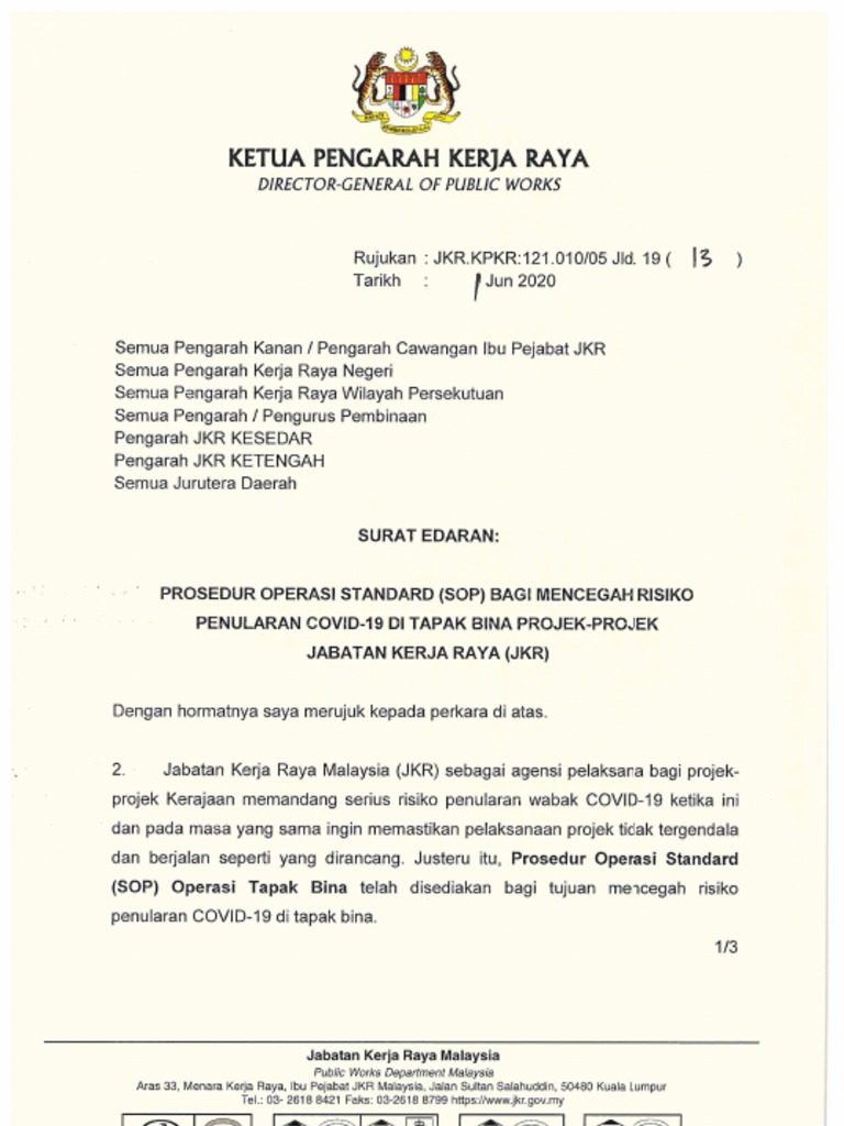 Sop PKPB JKR 01 Jun 2020 | PDF
