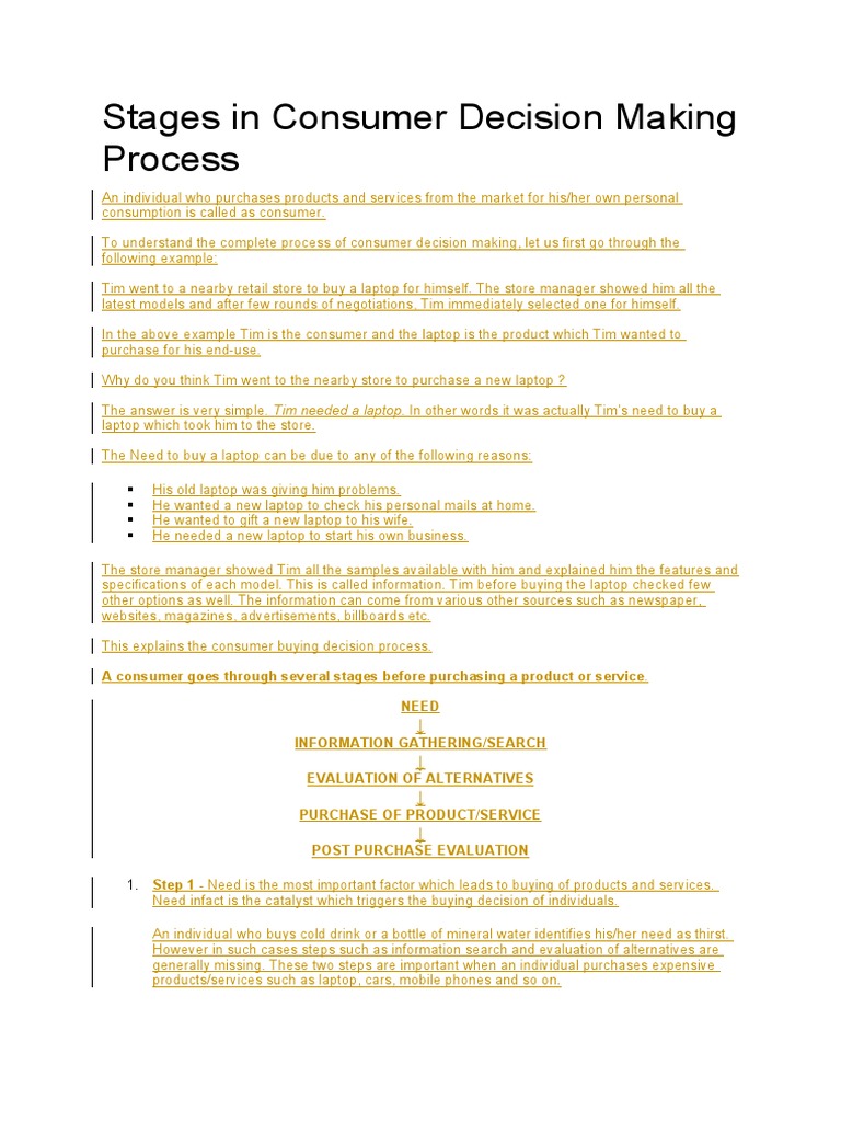 Stages in Consumer Decision Making Process | PDF | Product (Business ...