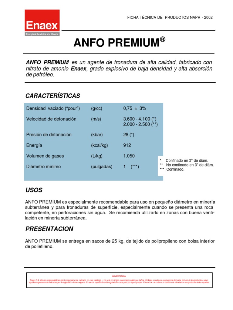 Anfo Premium | PDF | Materiales | Química