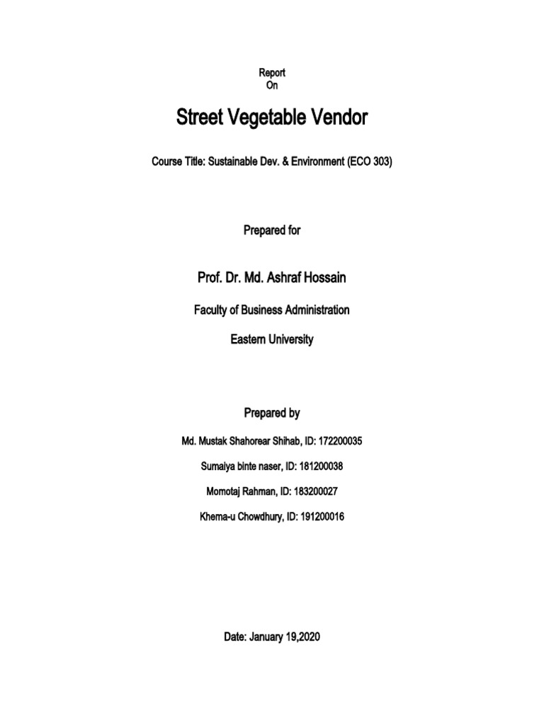 Report On Street Vegetable Vandor | PDF | Economies | Science