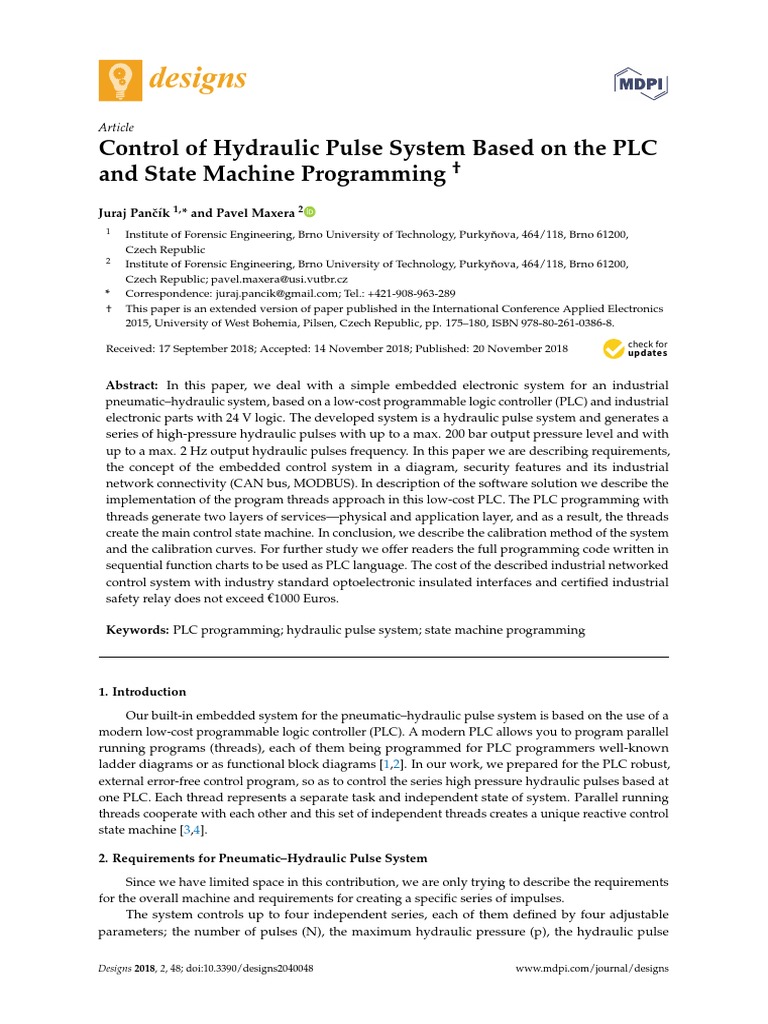 Control of Hydraulic Pulse System Based On The PLCand State Machine ...