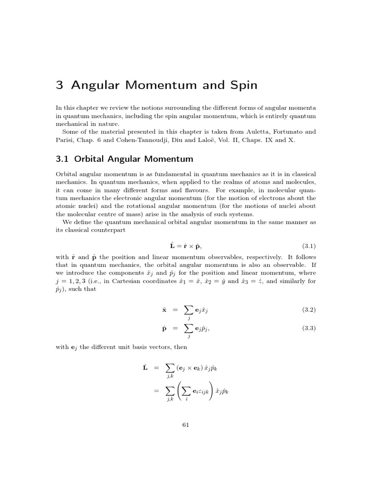 3 Angular Momentum And Spin Download Free Pdf Spin Physics Eigenvalues And Eigenvectors