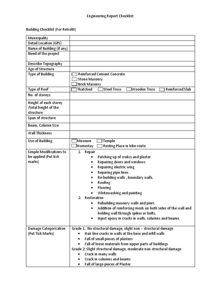 Building Retrofit Checklist | PDF | Wall | Masonry