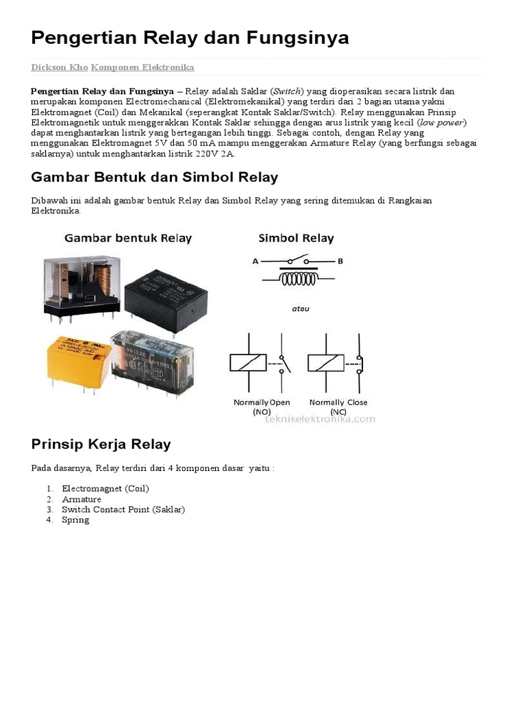Pengertian dan Fungsi Relay Elektronik | PDF | Teknologi & Rekayasa