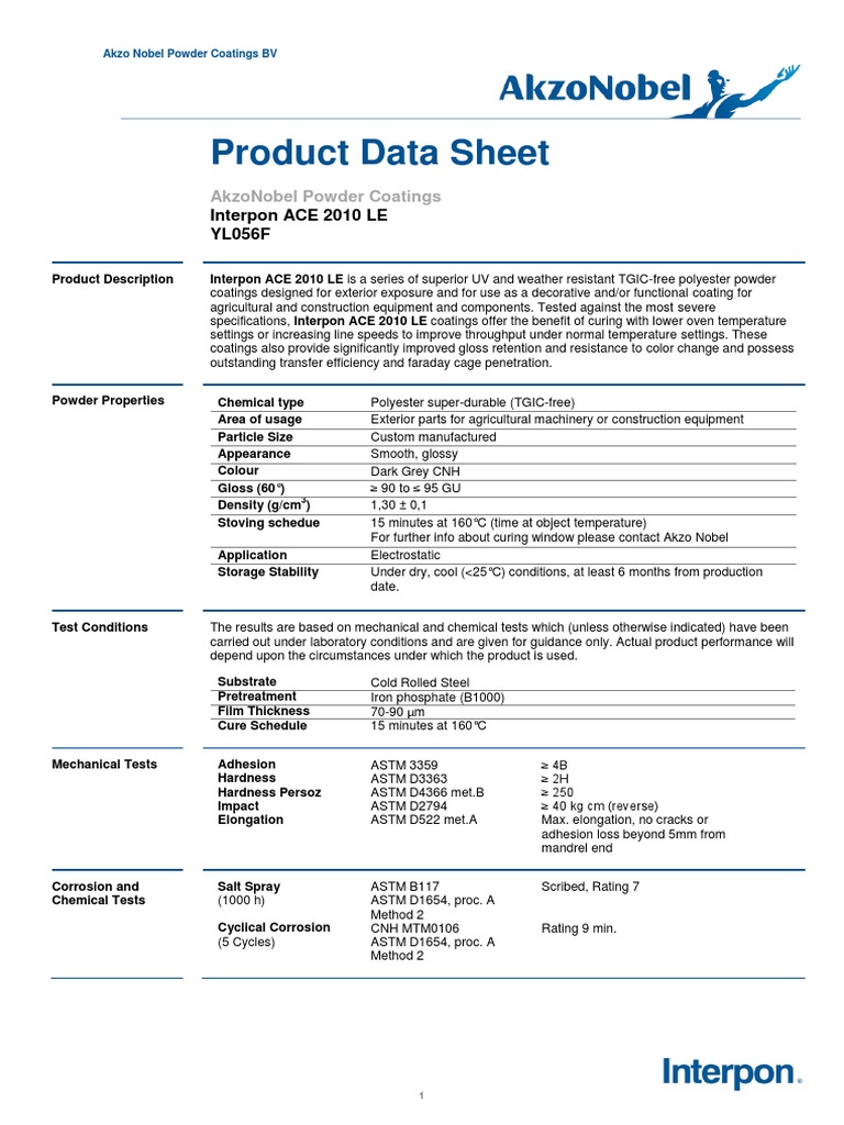 Product Data Sheet: Akzonobel Powder Coatings | Corrosion | Chemical Substances