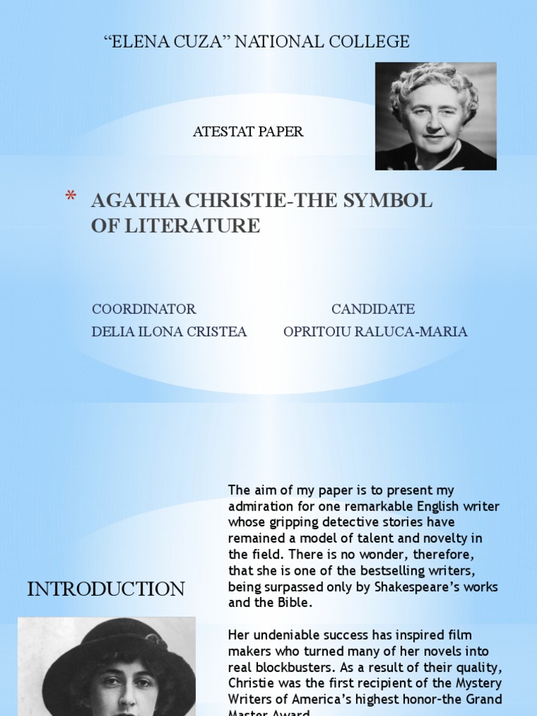 Agatha Christie-The Symbol of Literature: "Elena Cuza" National College ...