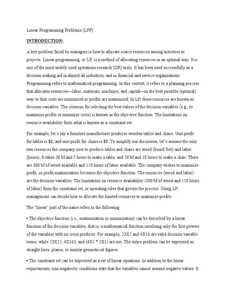 Linear Programming Problems Pdf Mathematical Optimization Linear Programming