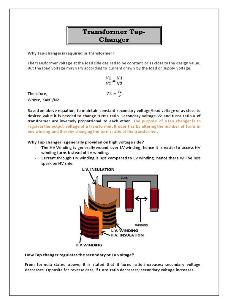 Transformer Tap Changer Working Principle | Download Free PDF ...