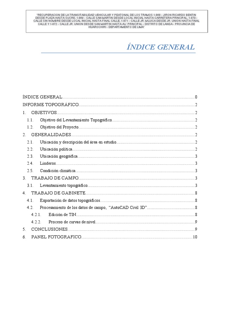 Informe Topografico Azangaro Final | PDF | Topografía | Lima